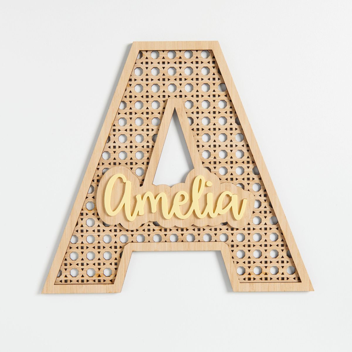 Personalised Rattan Letter Wall Art – Intricate Laser Design